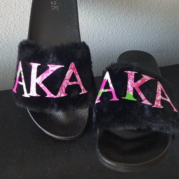 Shoes | Alphakappaalph Sorority Slides Slippers Black | Poshmark